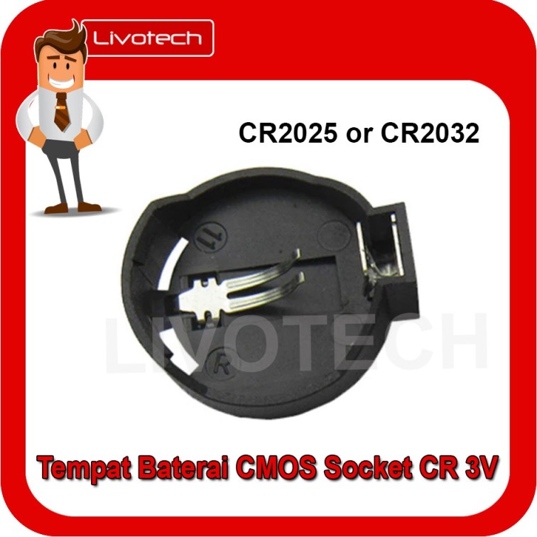 CR2032 Battery Holder Tempat Baterai CMOS Socket CR 3V CMOS Kancing-LIVO