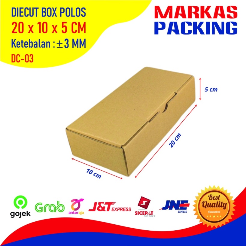 Kardus Box Die Cut 20x10x5 CM Dus Makan Pizza Polos-Markas Packing