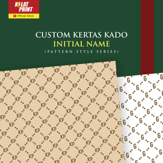 Kertas Kado Custom Initial Inisial Nama Huruf Pattern-Kilat Print
