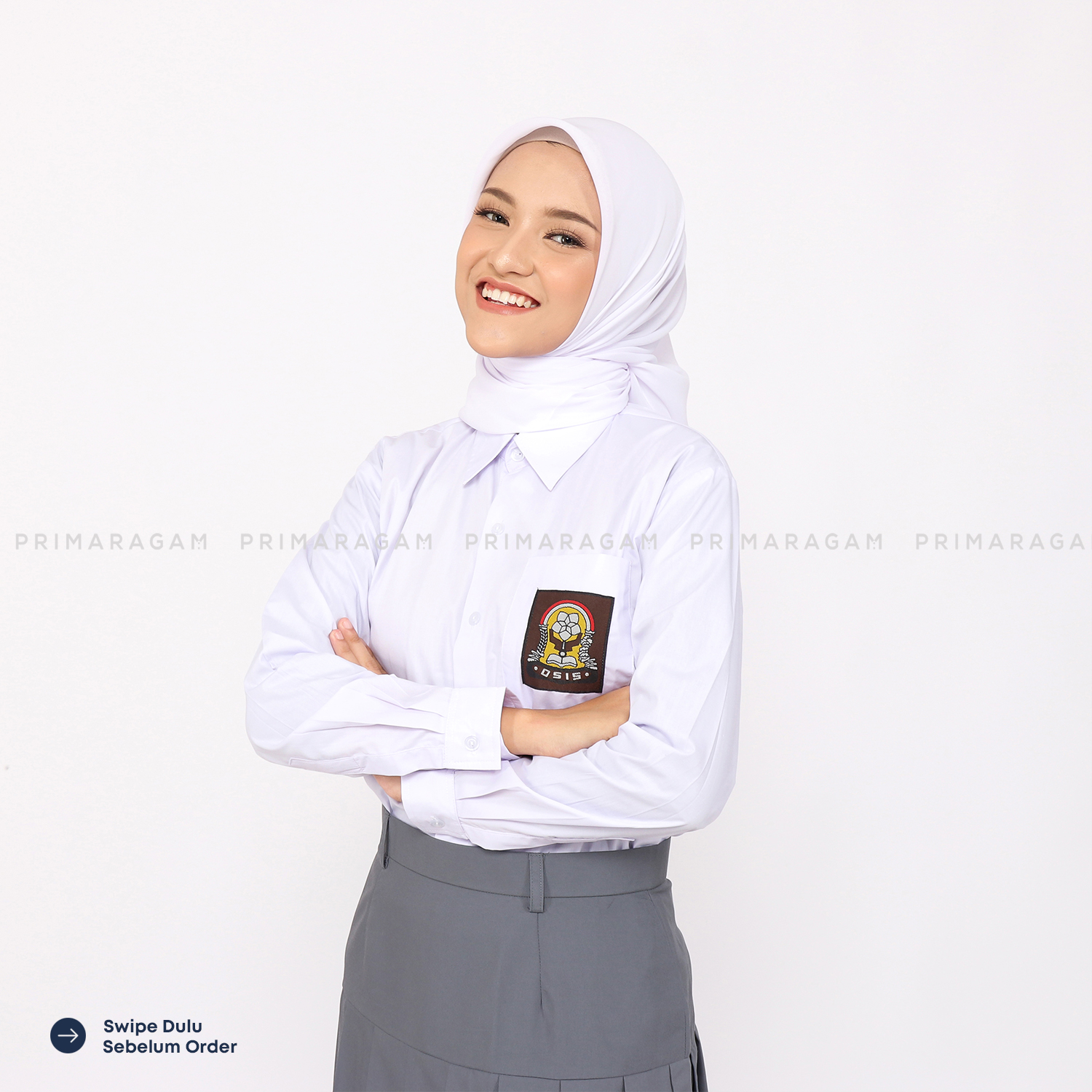 Seragam sekolah baju putih kemeja sma lengan tangan panjang perempuan laki laki cewek cowok pria ...