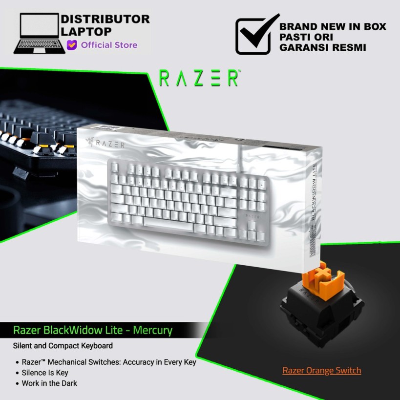 Razer BlackWidow Lite Mercury Edition TKL Mechanical - Gaming Keyboard ...