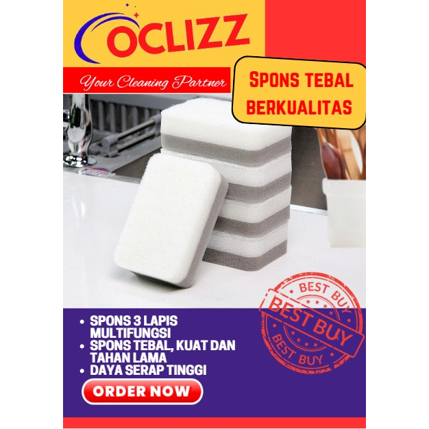Spons cuci 3 lapis berkualitas Harga 1 pack isi 3 pcs - Oclizz | Desty ...