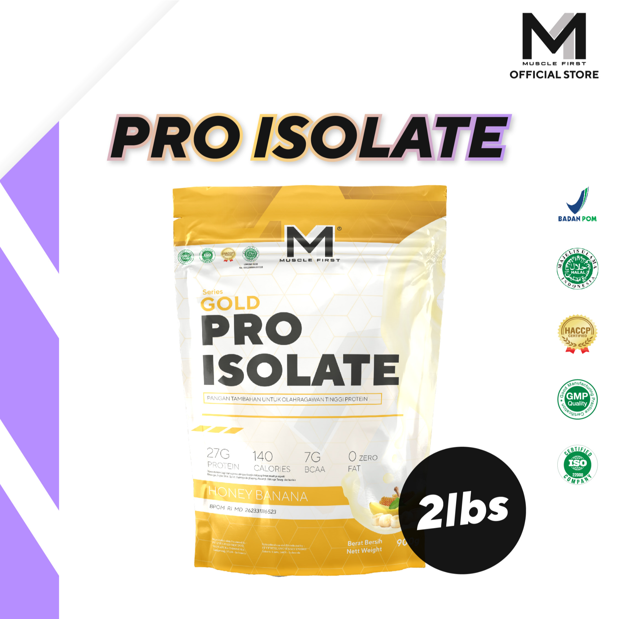 Muscle First Gold Series Pro Isolate Whey Protein 2lbs 900g 25 Servings ...