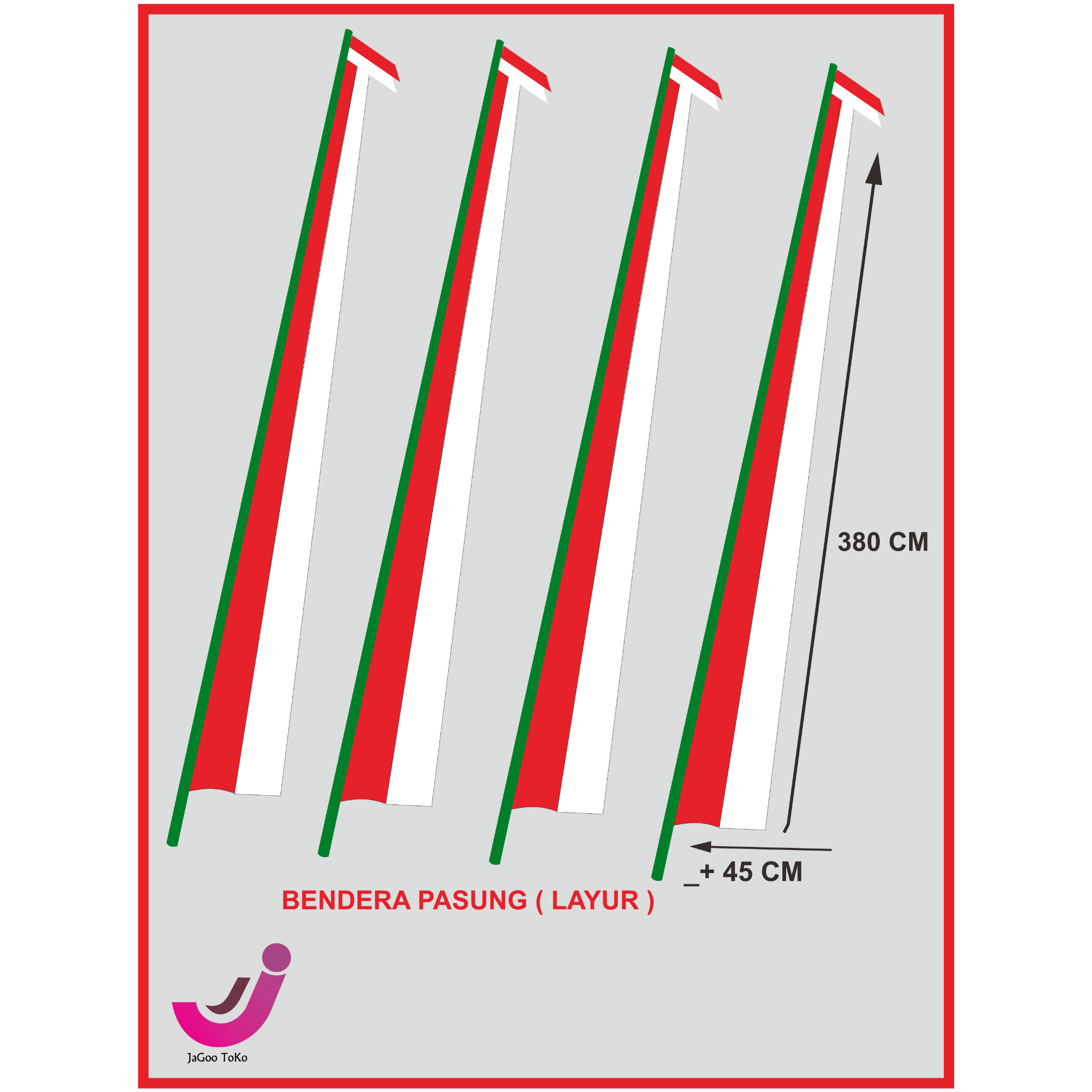 Bendera Pasung Merah Putih umbul umbul layur-JaGoo ToKo